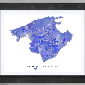 Mallorca Map Print, Mallorca Spain Map Art Prints, Geometric Majorca ...
