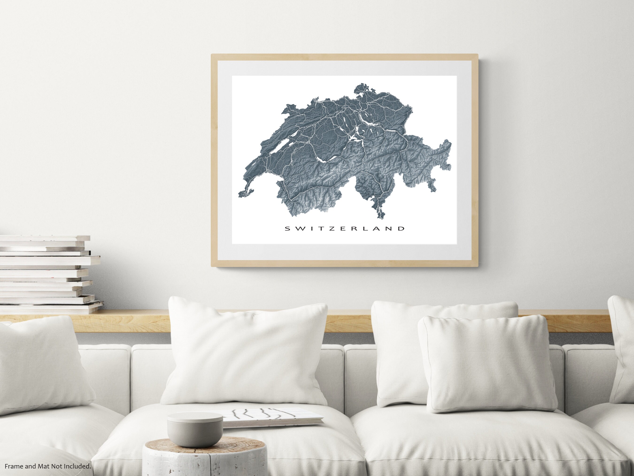 Switzerland Map Print and Map of Switzerland Art Prints With - Etsy