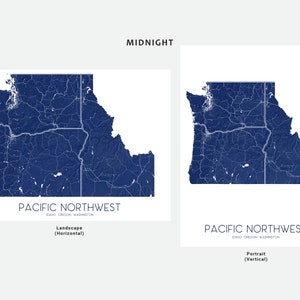 Pacific Northwest Topographic Map Art Print, Washington Oregon Idaho ...
