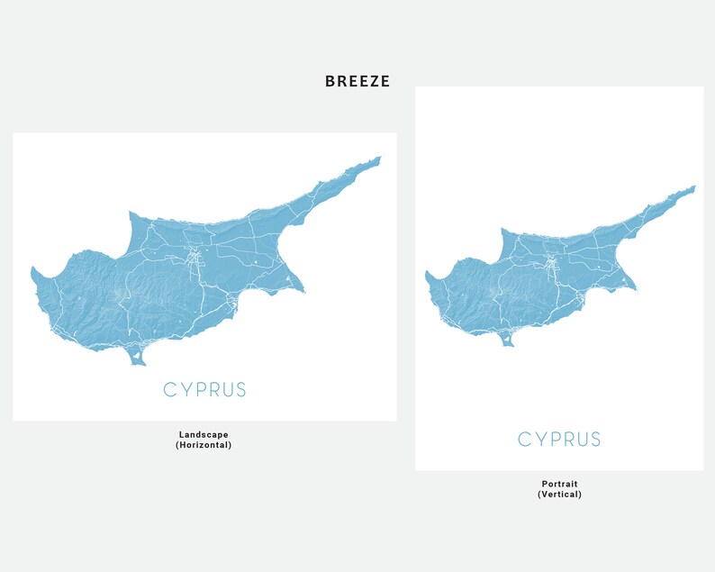 Cyprus Map Print, Nicosia Limassol Paphos Wall Art Poster - Etsy