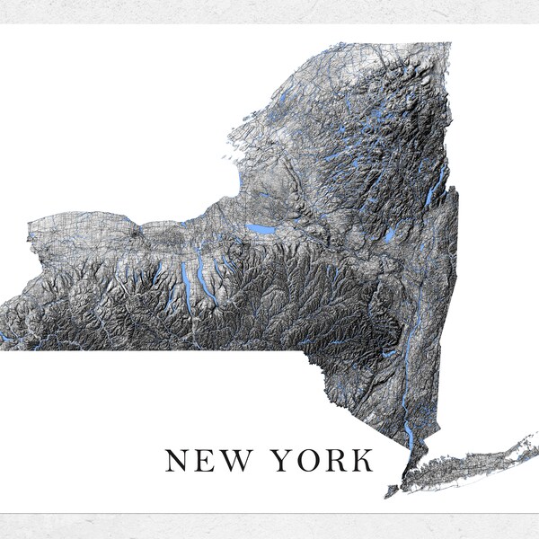 New York State Map Topographic - Etsy
