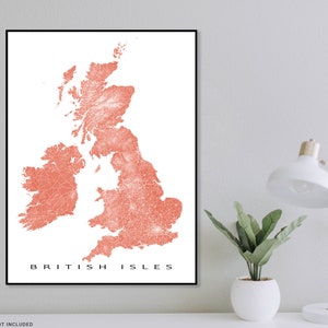 British Isles Map Art Print Poster, United Kingdom Map Prints, Ireland ...
