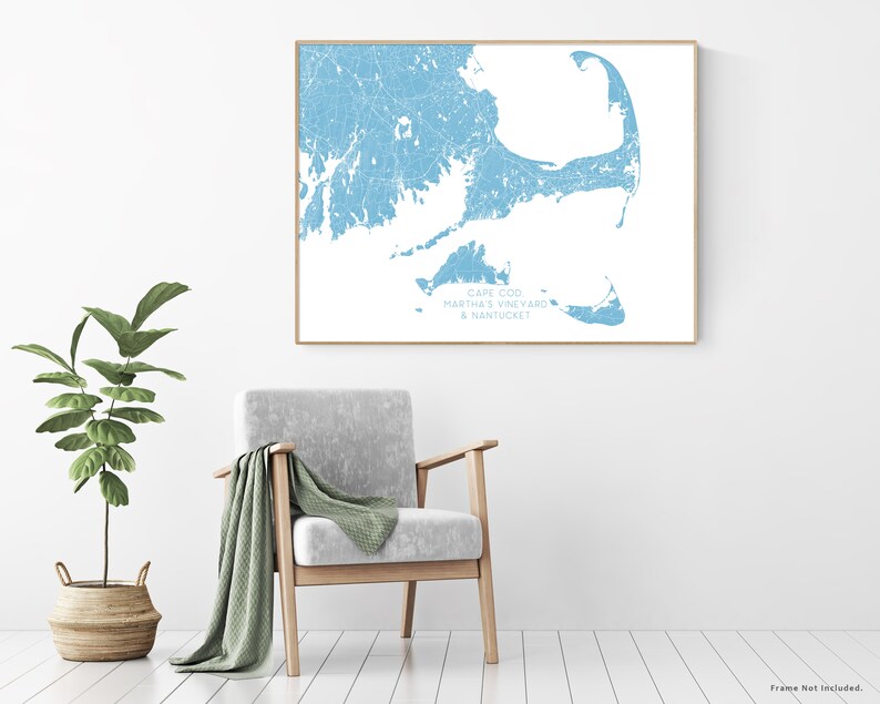 Cape Cod Map of Cape Cod Art Prints, Nantucket Print, Marthas Vineyard ...