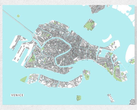 Venice Map Print and Map of Venice Italy Print for Venice Wall - Etsy