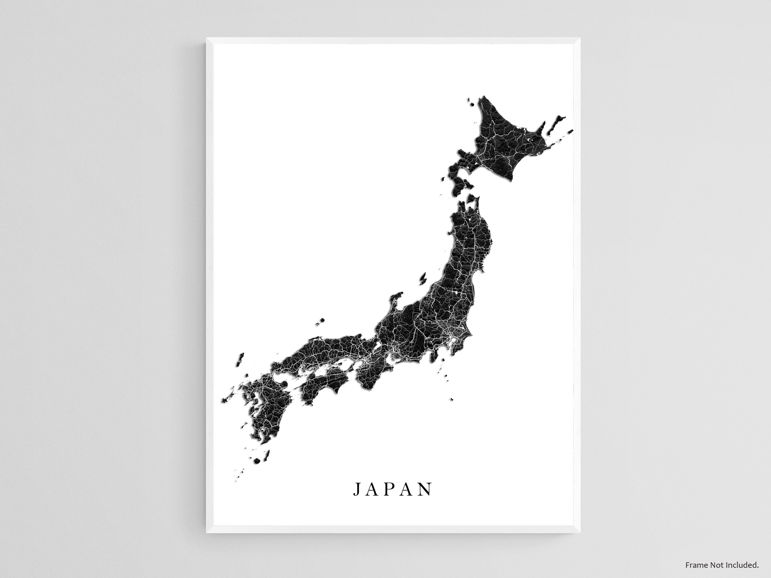Japan Print Japan Map of Japan Wall Art Black and White - Etsy Canada