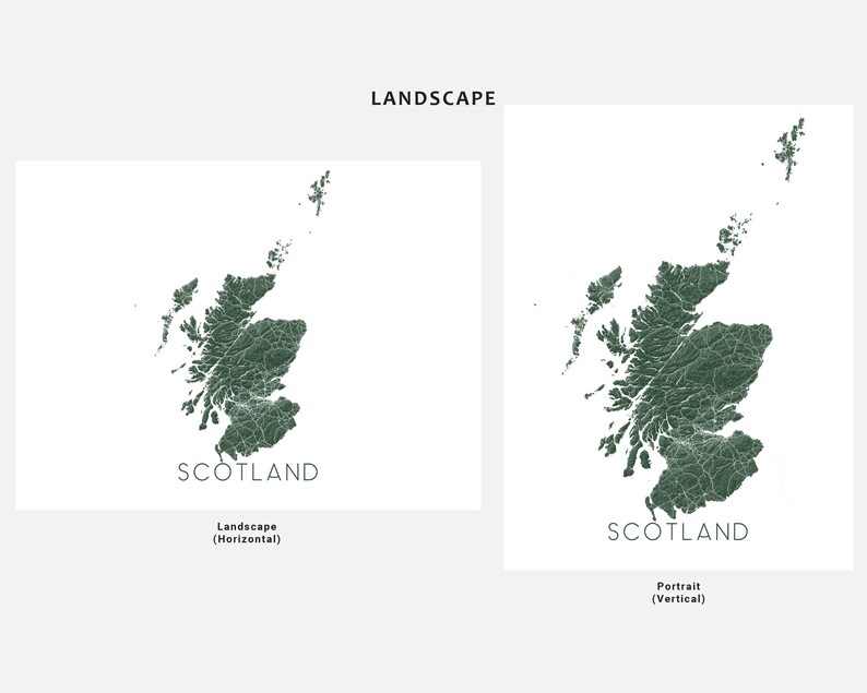 Scotland Map of Scotland Wall Art Print Poster, Topographic Landscape ...