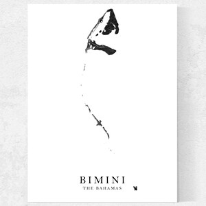Bimini Islands, the Bahamas Map Print Poster, Black and White Tropics ...