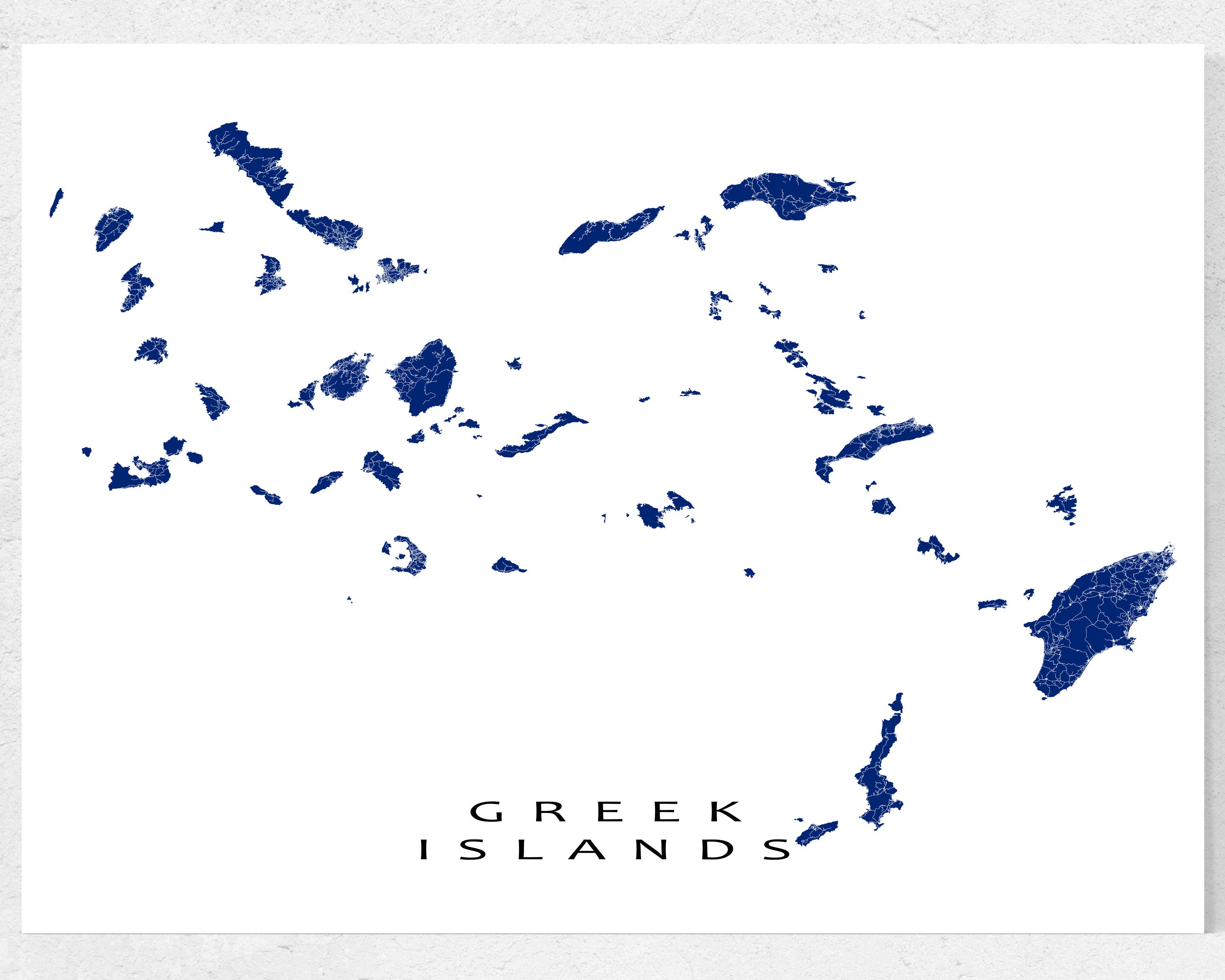 Prints Digital Prints SANTORINI Map Print Wall decor Thira Greek Island ...