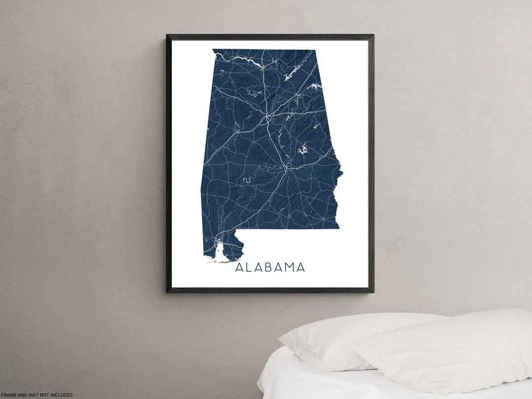 Alabama Map of Alabama State of Alabama Art Prints, Custom 3D ...