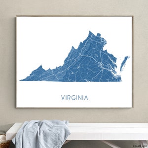 Virginia Map and Map of Virginia State Art Print With 3D Landscape and ...
