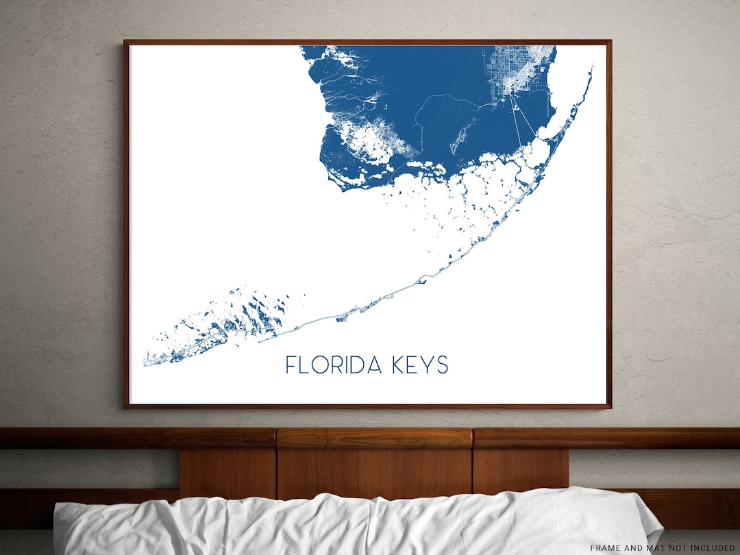 Florida Keys Art Print, Map of the Florida Keys Poster With Key West ...