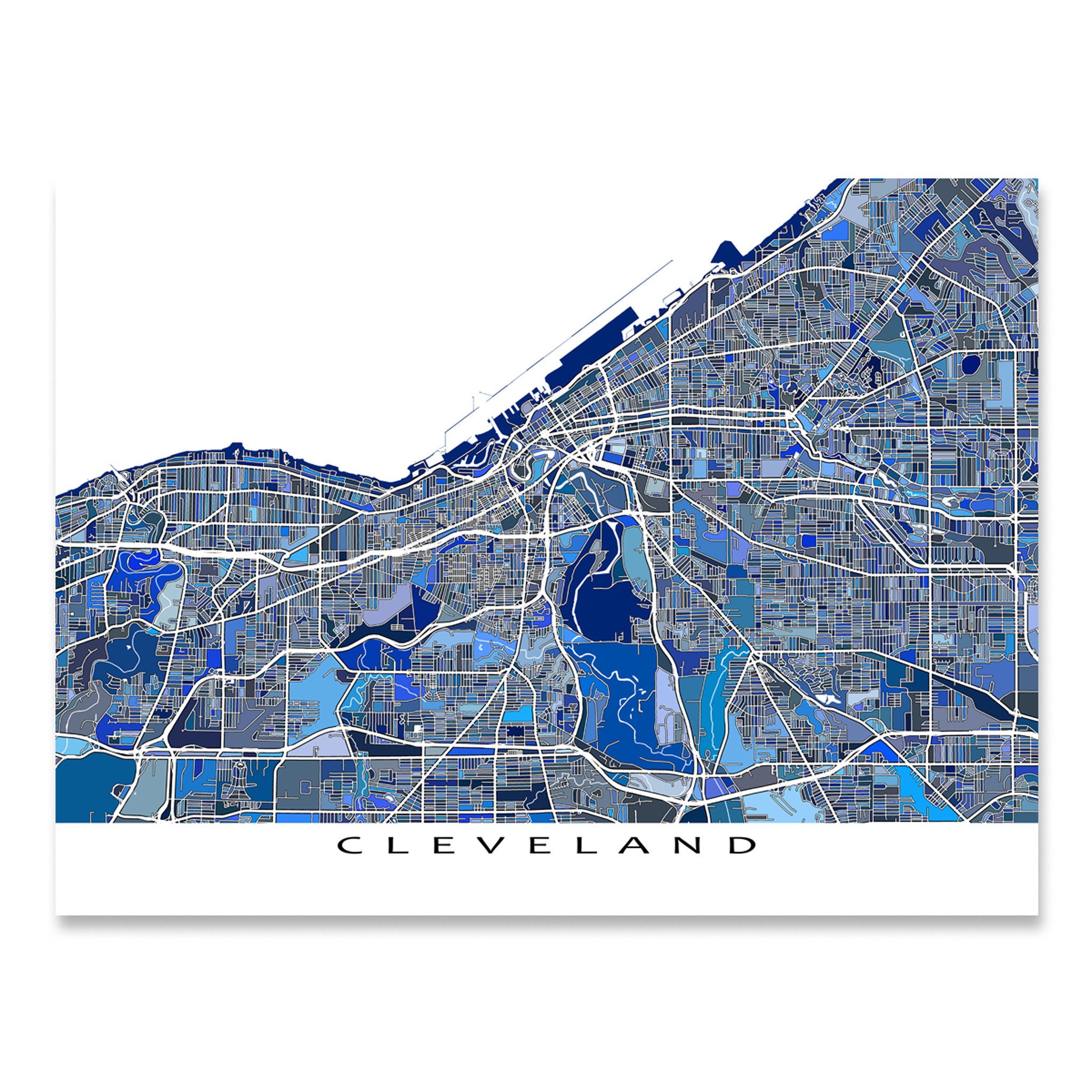 Cleveland Map Art Cleveland City Map Poster Cleveland Ohio | Etsy