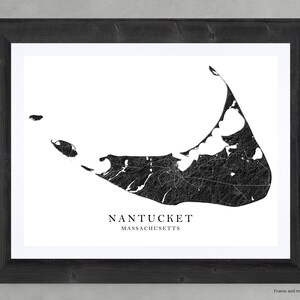 Nantucket Map Print Poster, Black and White Topographic Map of ...