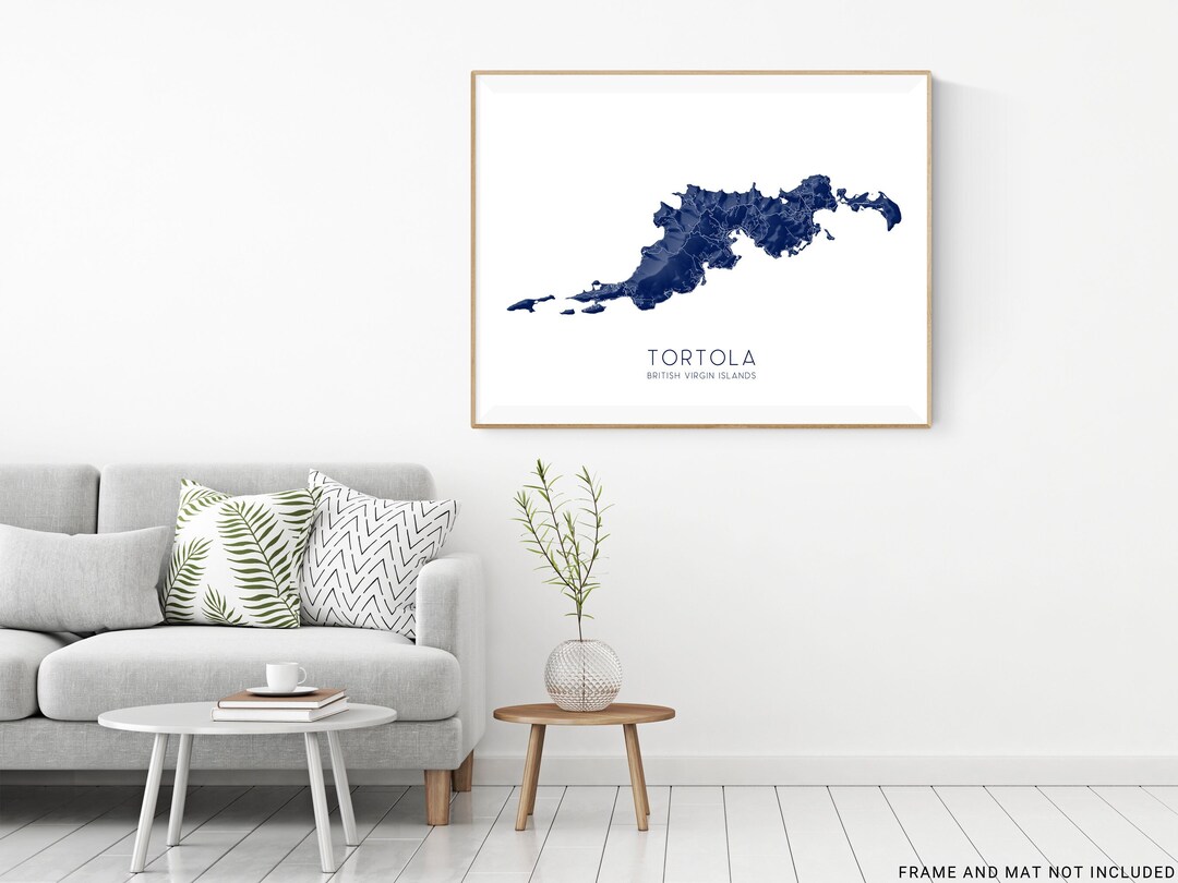 Tortola British Virgin Island Map Wall Art Print Poster, BVI ...