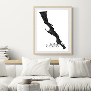 Baja California Map Print Poster, Baja Peninsula Mexico Wall Art Prints ...
