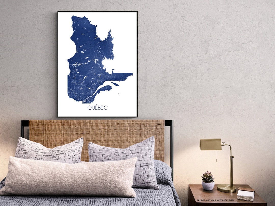 Quebec Art Print, Quebec Map of Quebec Canada Topographic Province Road ...