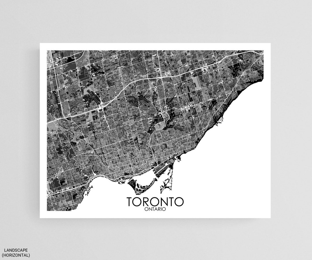 Toronto Map Poster Print With Personalized Geometric Abstract Black and ...