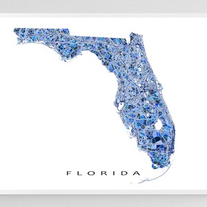 Florida Map Print, Florida State Wall Art, Map of Florida Art, FL Wall ...