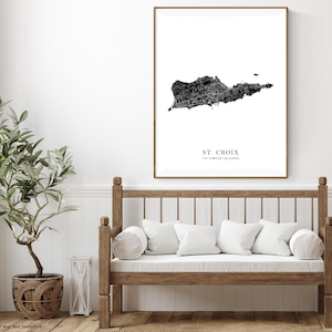 St Croix Map of St Croix USVI Wall Art Print, Saint Croix US Virgin ...