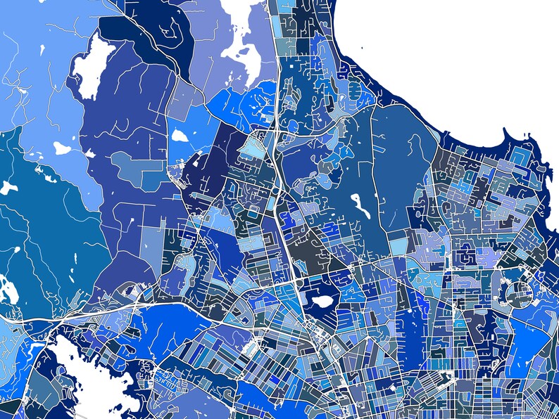 Victoria BC Map of Victoria Canada Blue Geometric Victoria BC - Etsy