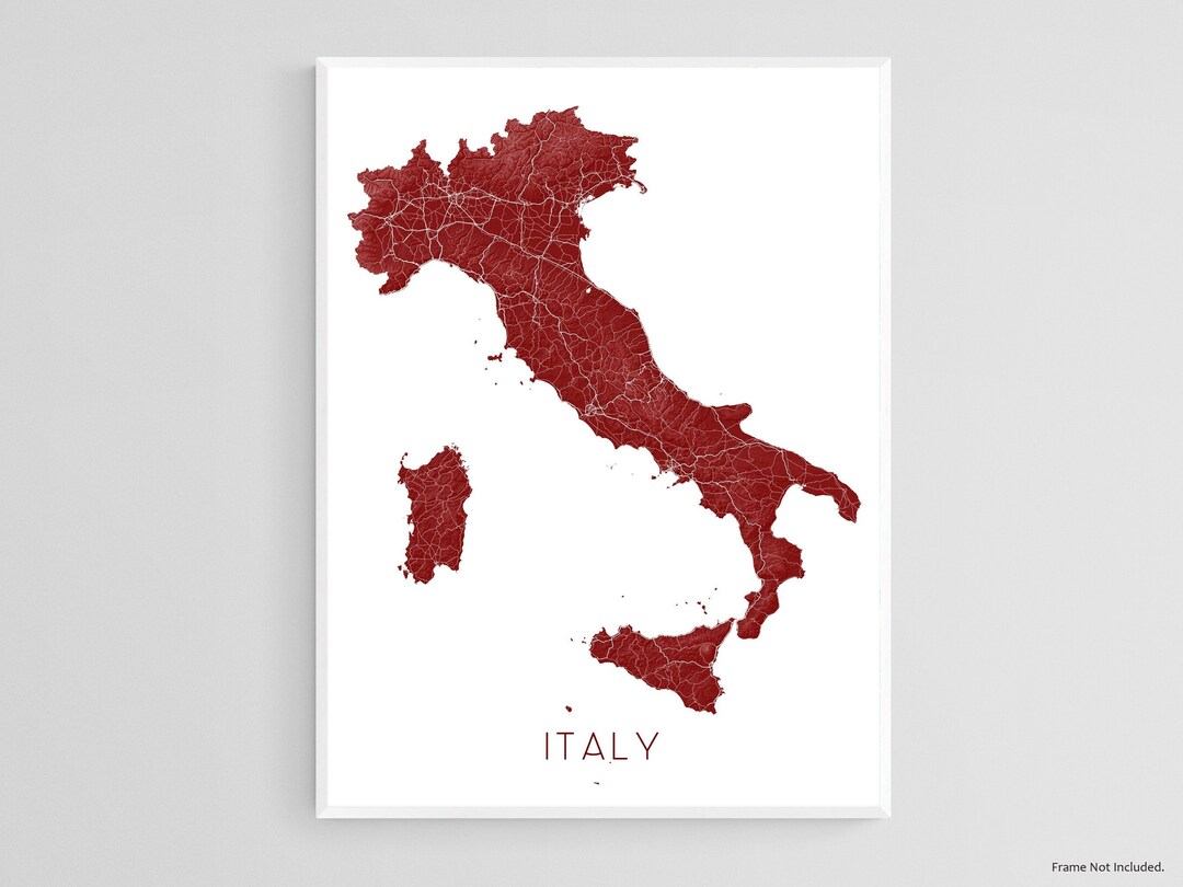 Italy Map of Italy Wall Art Prints 3D Topography Terrain Maps - Etsy