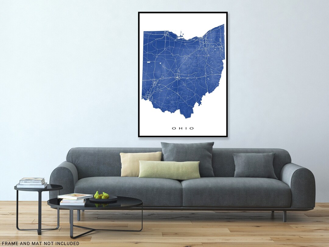 Ohio Map Art Poster and Ohio Art Prints, Ohio Wall Art Print, Map of ...