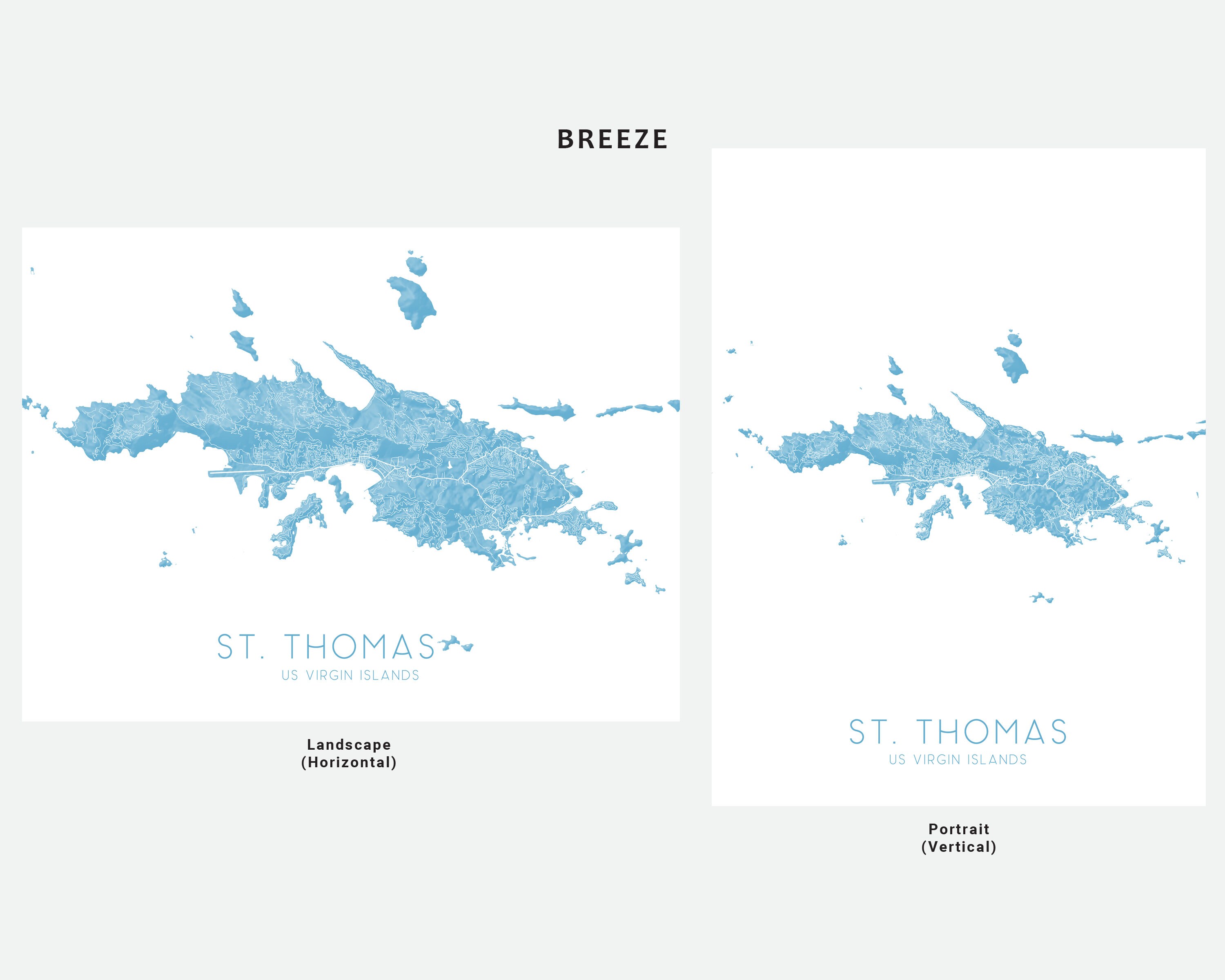 St Thomas Map Print and St Thomas USVI Map Poster for St Thomas US ...