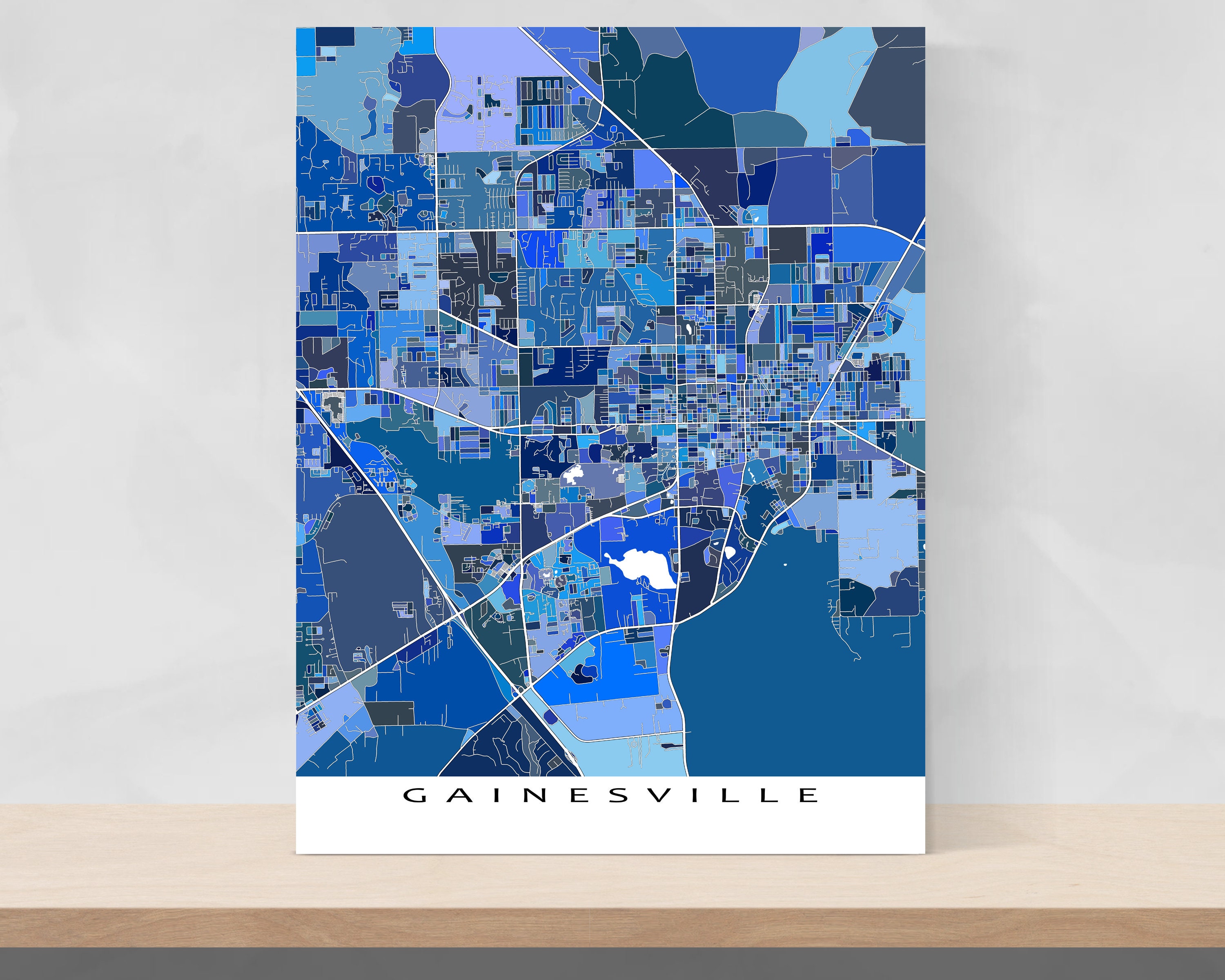 Gainesville FL Map of Gainesville Florida City Maps Blue | Etsy