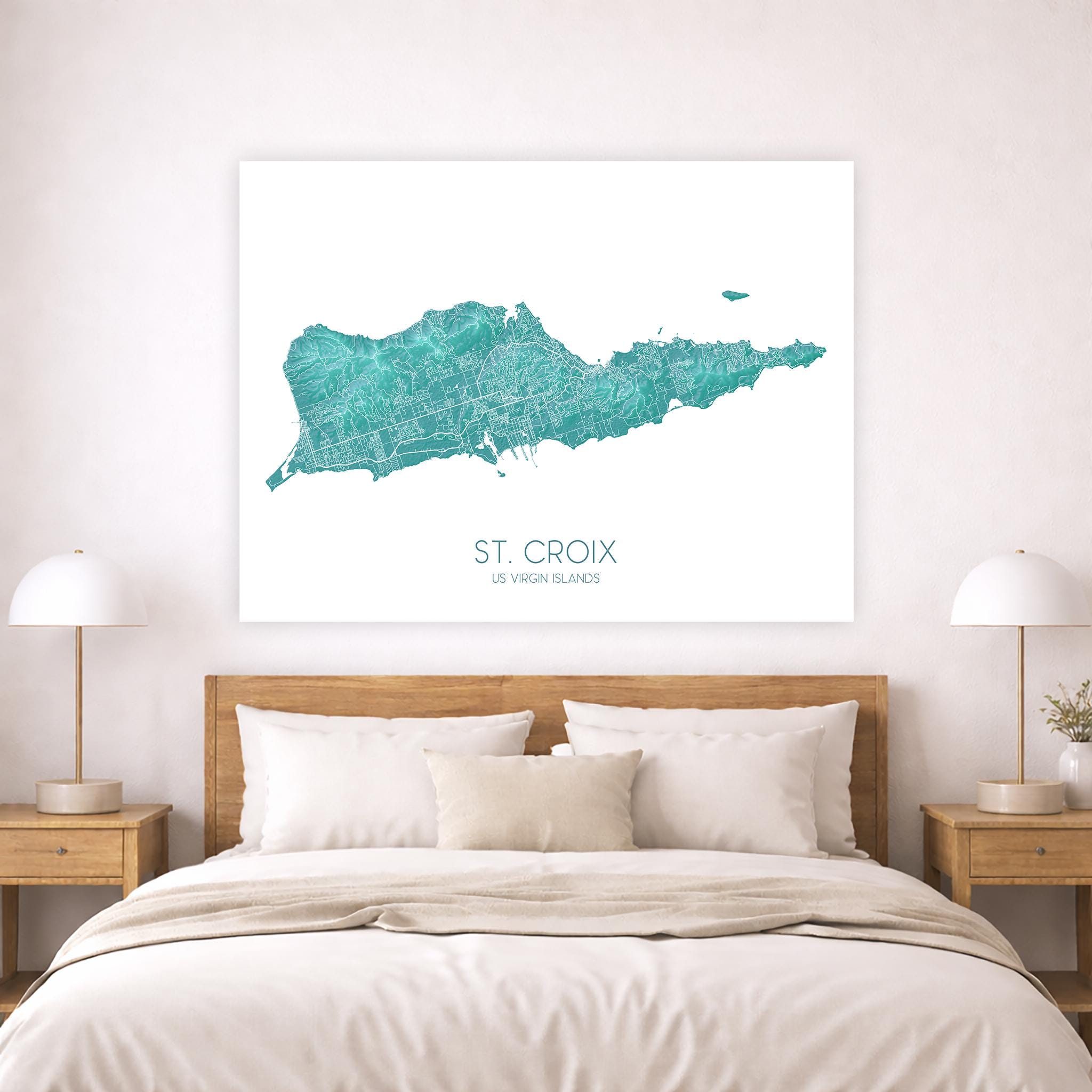 St Croix Map of St Croix USVI Print, Tropical Island of St Croix US ...