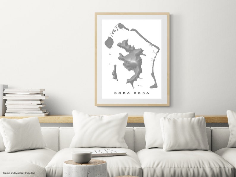Bora Bora Map Print French Polynesia Tropical Island Art | Etsy