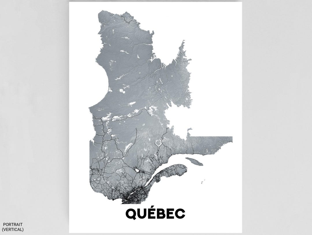 Quebec Print Poster Map of Quebec Canada Province Road Wall Art Maps ...