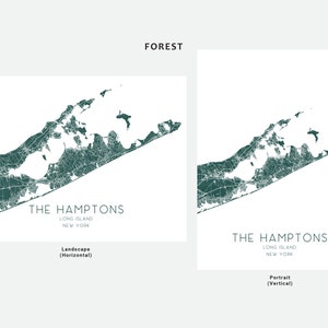The Hamptons Map of Hamptons Long Island New York Print, Topographic ...