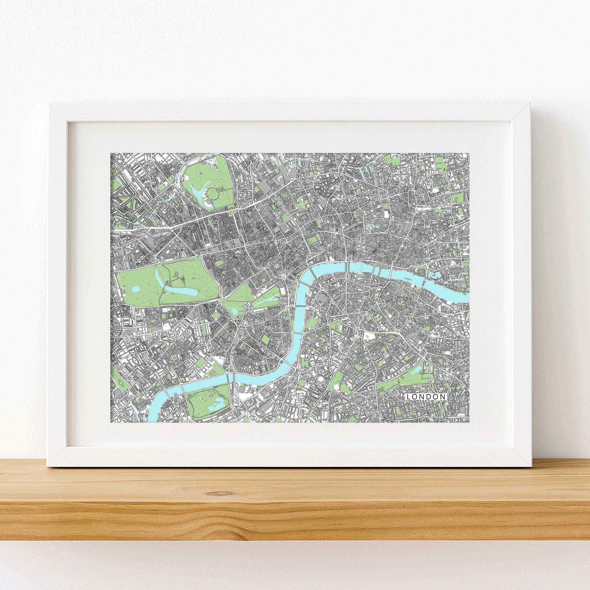 London City Map Print, Street Art Poster With Buildings - Etsy
