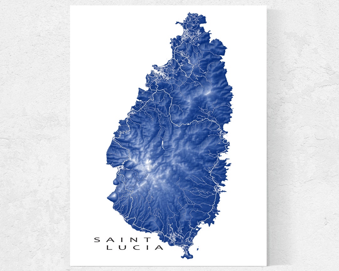 Saint Lucia Map Print Poster St Lucia Art Prints Castries - Etsy
