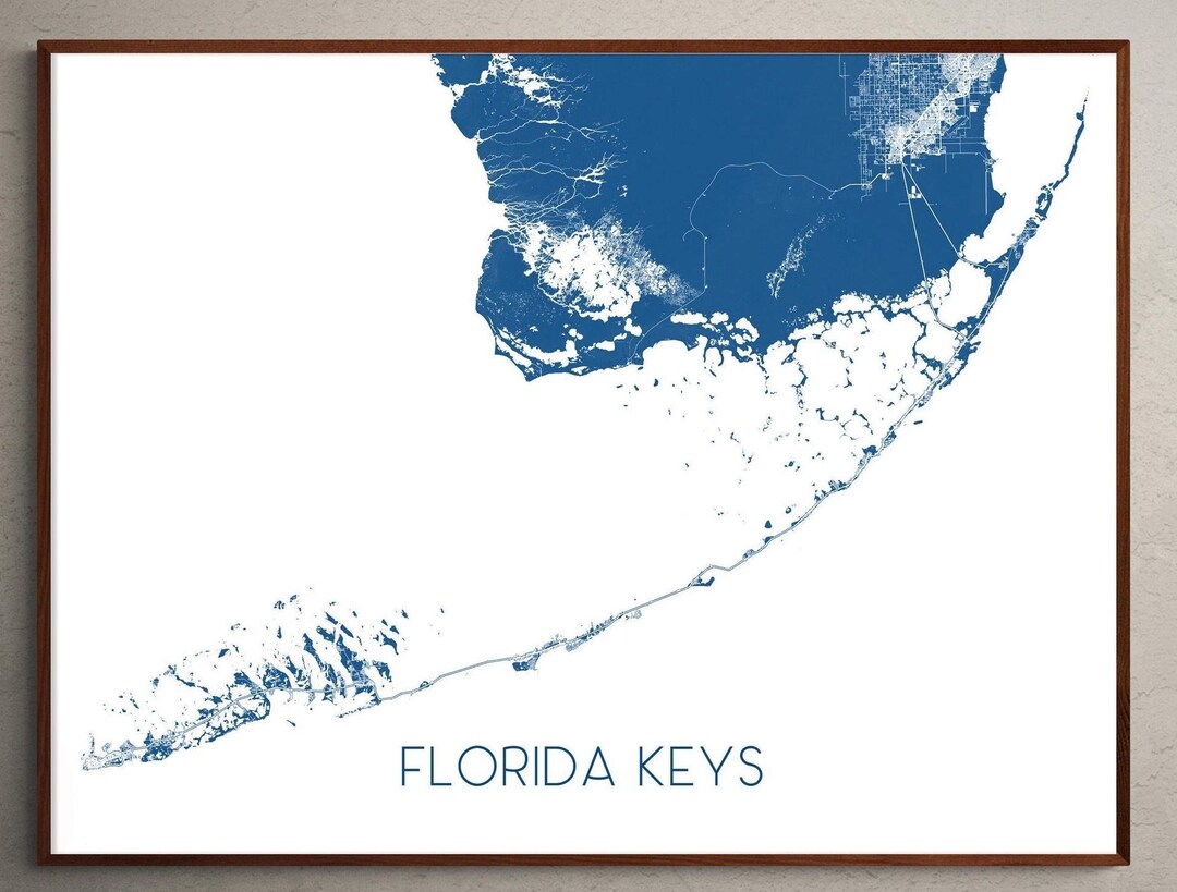 Florida Keys Art Print, Map of the Florida Keys Poster With Key West ...