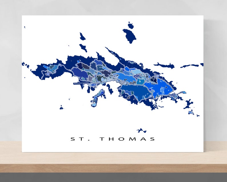 St. Thomas Map of St Thomas USVI Maps Geometric Blue St. | Etsy
