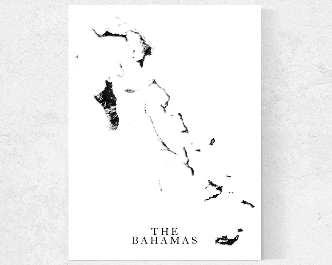 The Bahamas Map Black and White Wall Art Print Poster - Etsy