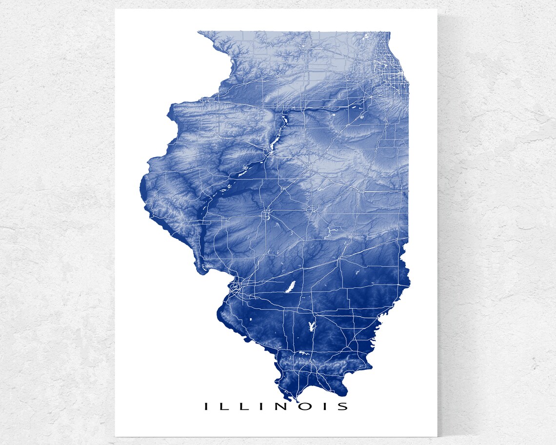 Illinois Map Art Poster Illinois Print USA State Art Wall - Etsy Singapore