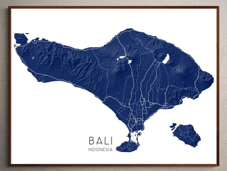 Bali Map Print Poster, 3D Topographic Landscape Bali Maps Indonesia ...