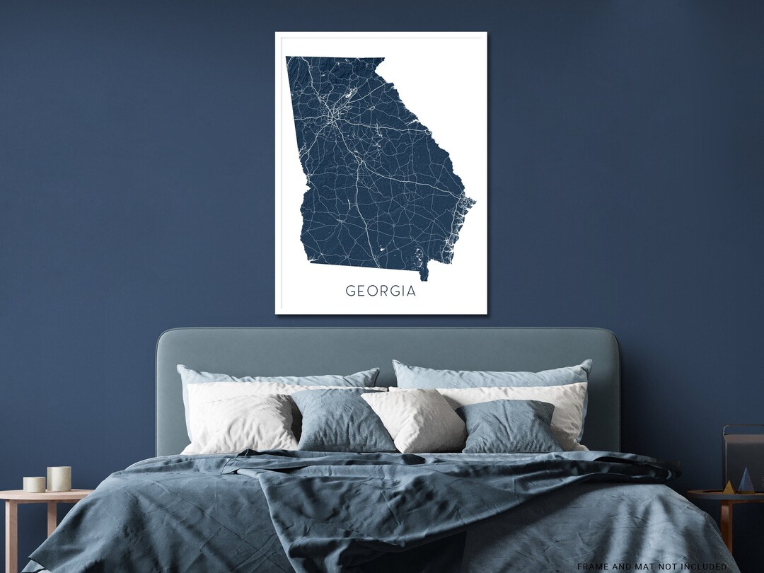Georgia Map Wall Art Print, 3D Topographic Terrain State of Georgia ...