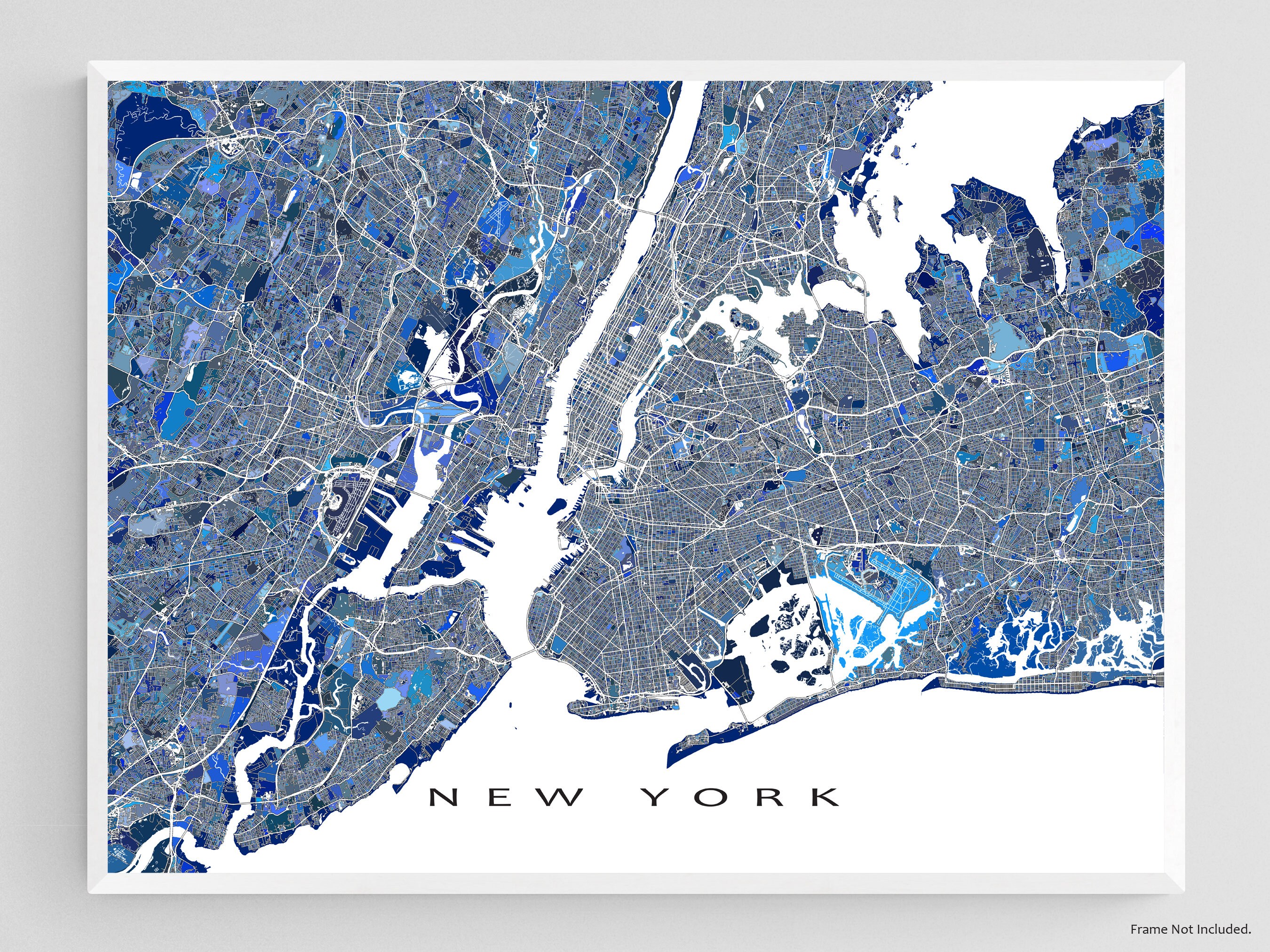 New York Map Art Prints New and Blue Geometric New York City - Etsy