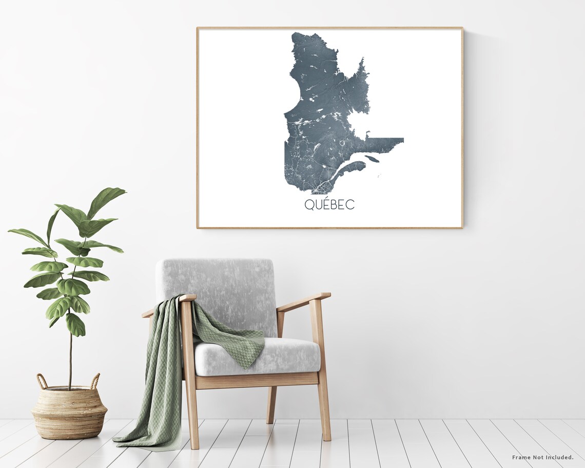 Quebec Art Print Quebec Map of Quebec Canada Topographic | Etsy