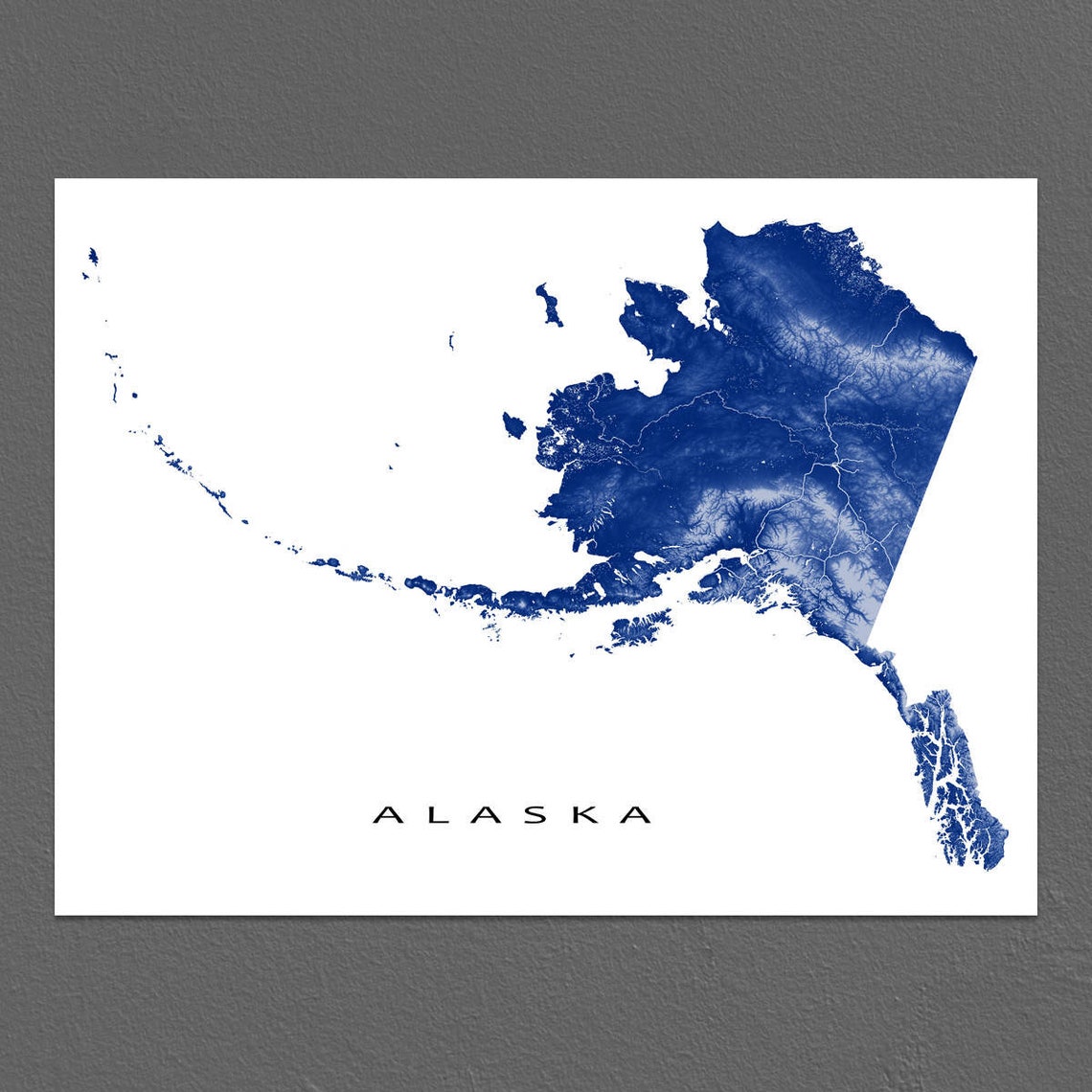 Alaska Map Art Print Alaska State State Outline Anchorage | Etsy