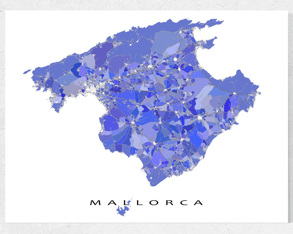 Mallorca Map Print Mallorca Spain Map Art Prints Geometric - Etsy