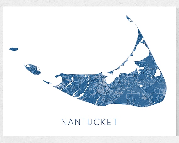 Nantucket Map of Nantucket Island Nantucket Art Print 8x10 | Etsy