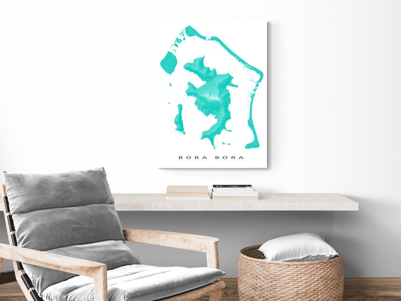 Bora Bora Map Print French Polynesia Tropical Island Art | Etsy