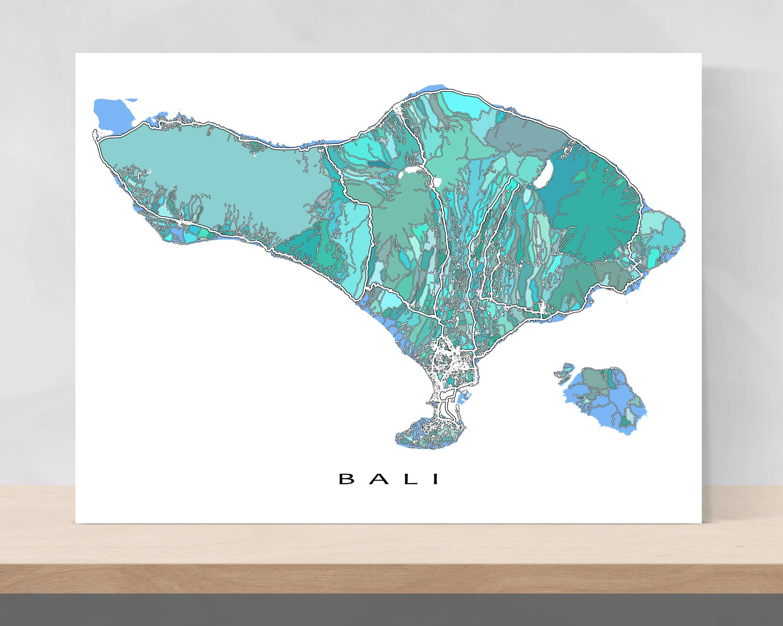 Bali Poster and Turquoise Geometric Bali Maps for Bali Decor - Etsy