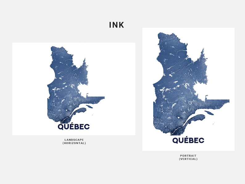 Quebec Print Poster Map of Quebec Canada Province Road Wall Art Maps ...