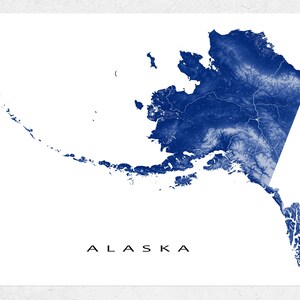 Alaska Map Art Print, Alaska State, State Outline, Anchorage, Juneau ...