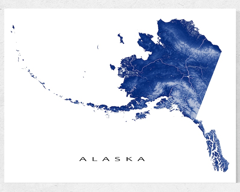 Alaska Map Art Print Alaska State State Outline Anchorage | Etsy Canada